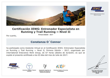 Certificación IEWG: Entrenador Especialista en Running y Trail Running ~ Nivel II